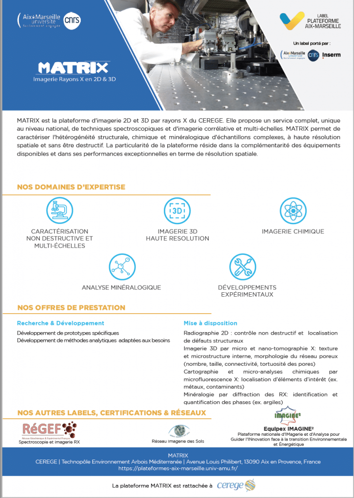 2D and 3D X-ray Imaging (MATRIX) - CEREGE